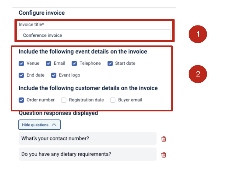 How to configure invoices and receipts for Delegate Registration