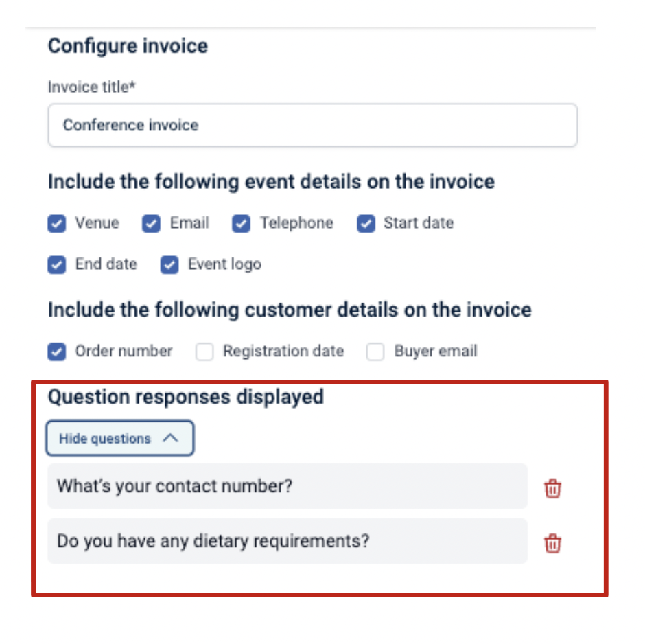 How to configure invoices and receipts for Delegate Registration
