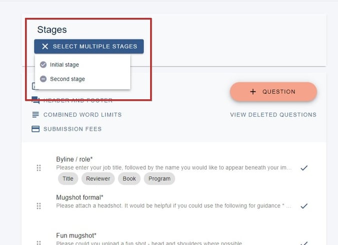 Creating multi-stage submission forms