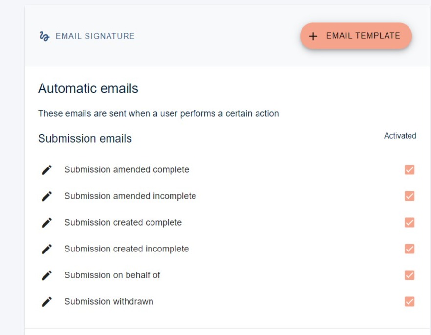 Amending template emails