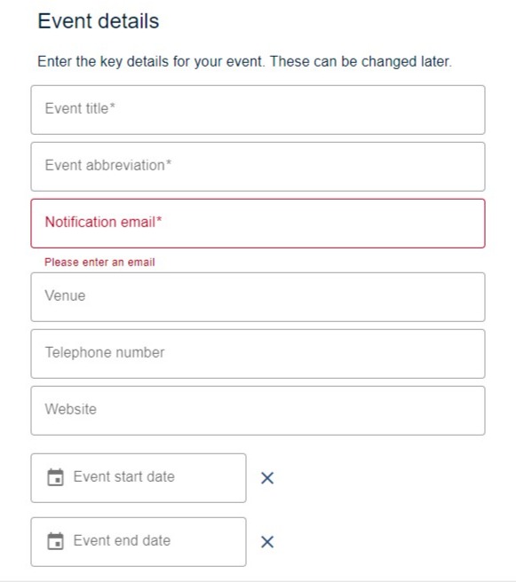 Creating and paying for a new event
