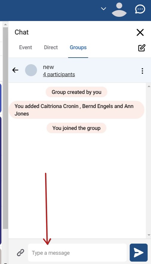 Using the chat feature (event, group, private and video) and ...