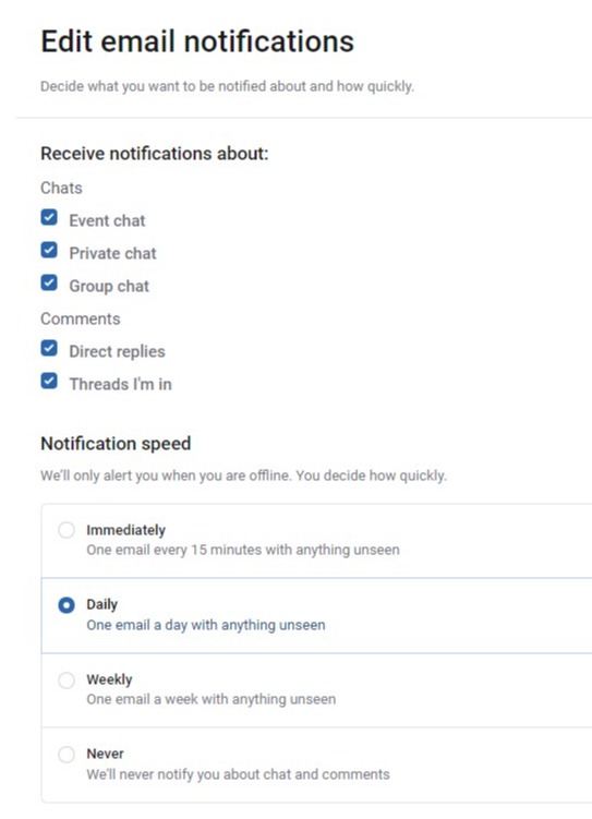 Using the chat feature (event, group, private and video) and ...