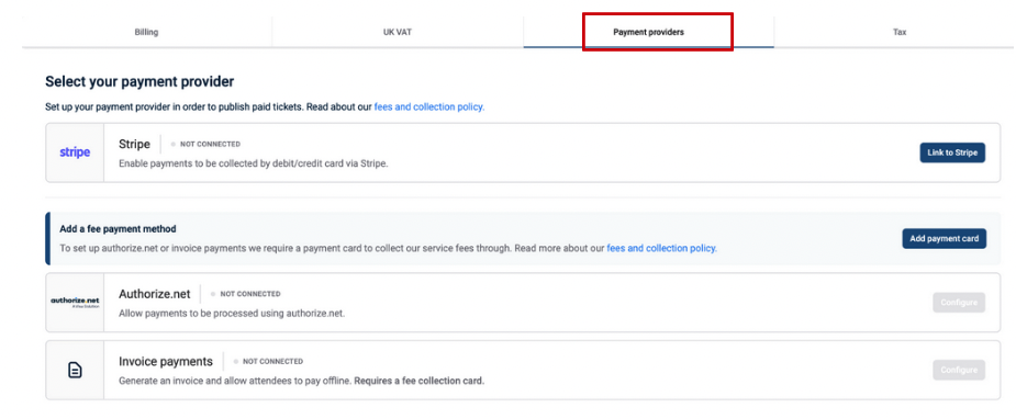 How to set up payment providers for delegate registration